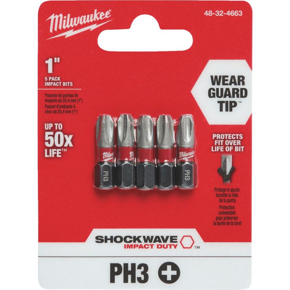 Milwaukee Shockwave 3 Phillips 1 In Insert Impact Screwdriver Bit 5